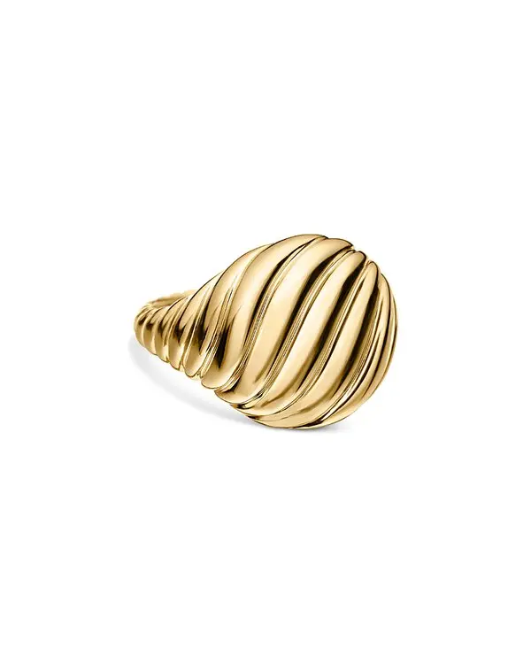 David Yurman Sculpted Cable Pinky Ring In 18k Yellow 13mm - Gold