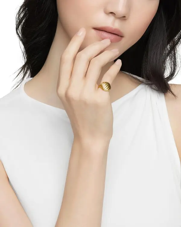 David Yurman Sculpted Cable Pinky Ring In 18k Yellow 13mm