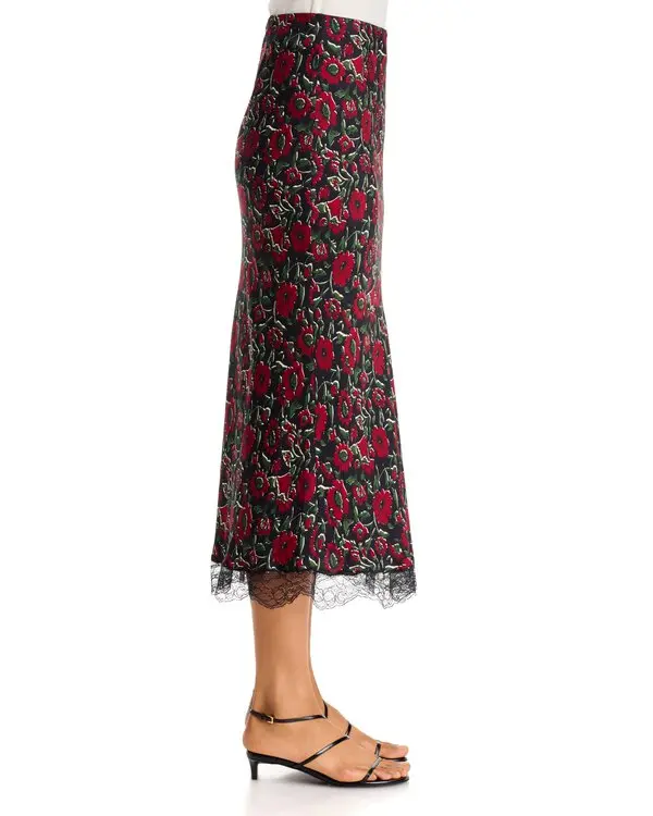 Veronica Beard Clover Lace Trim Printed Skirt
