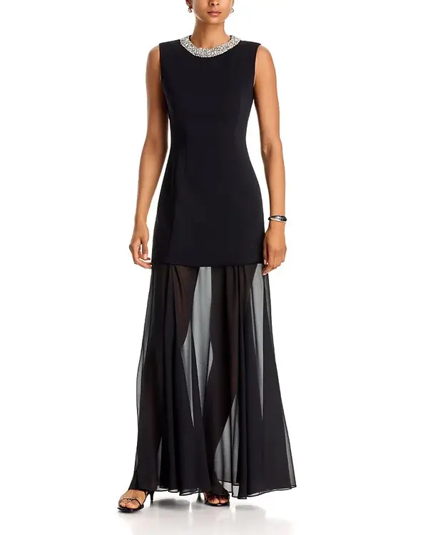 Veronica Beard Luminara Embellished Neck Gown