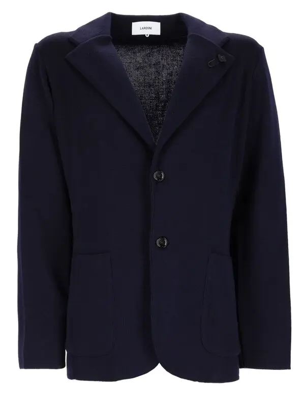 LARDINI Blazer In Maglia Di Cotone - Blue