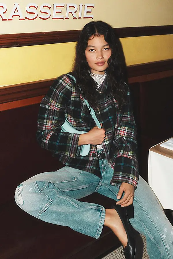 Free People Lotty Soko Plaid Band Jacket