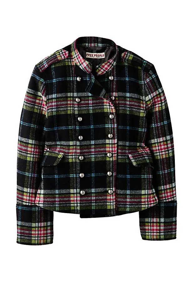 Free People Lotty Soko Plaid Band Jacket