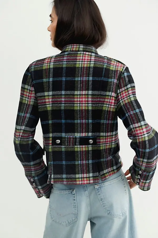 Free People Lotty Soko Plaid Band Jacket