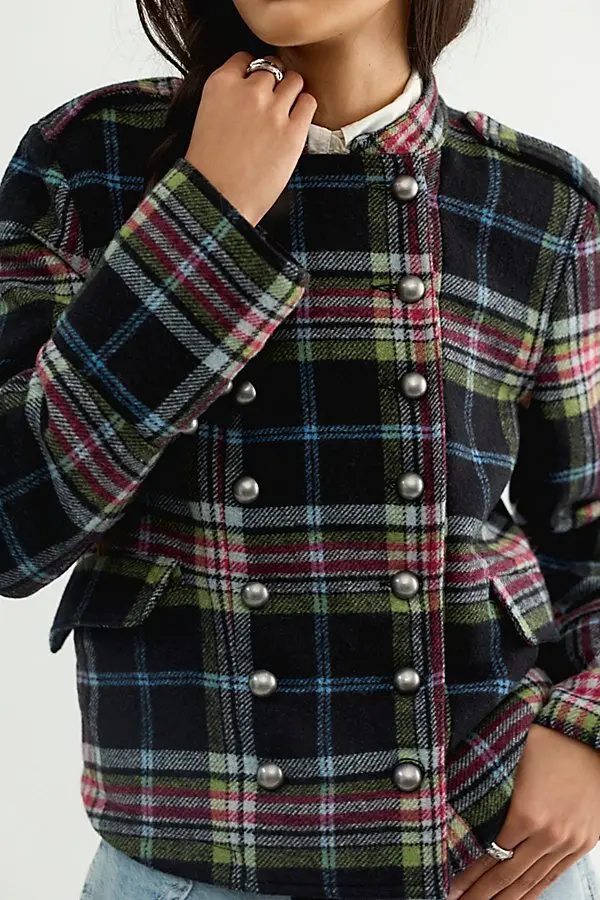 Free People Lotty Soko Plaid Band Jacket