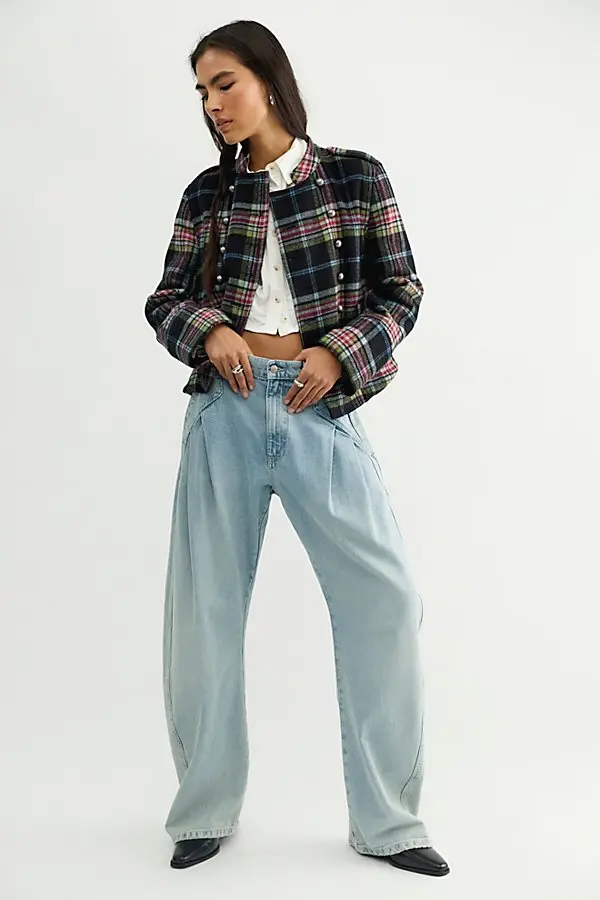 Free People Lotty Soko Plaid Band Jacket