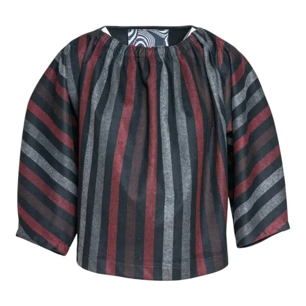 ARTISTA Black / Grey / Red Aurea Striped Oversized Pullover