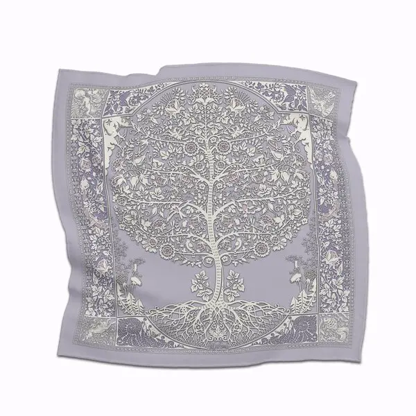 SILK&SOUL Tree Of Life Scarf In Lavender - Purple