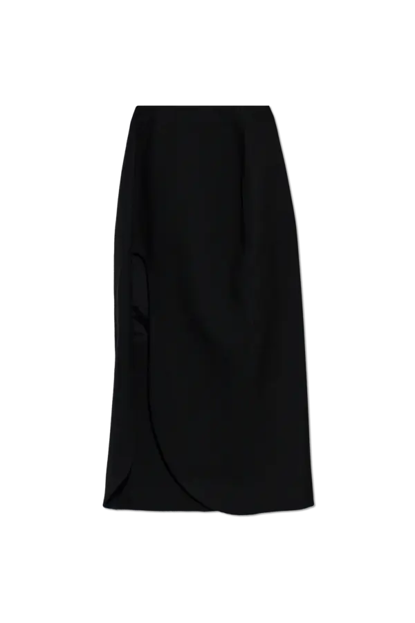 JIL SANDER Wool Midi Skirt With Side Slit - Black