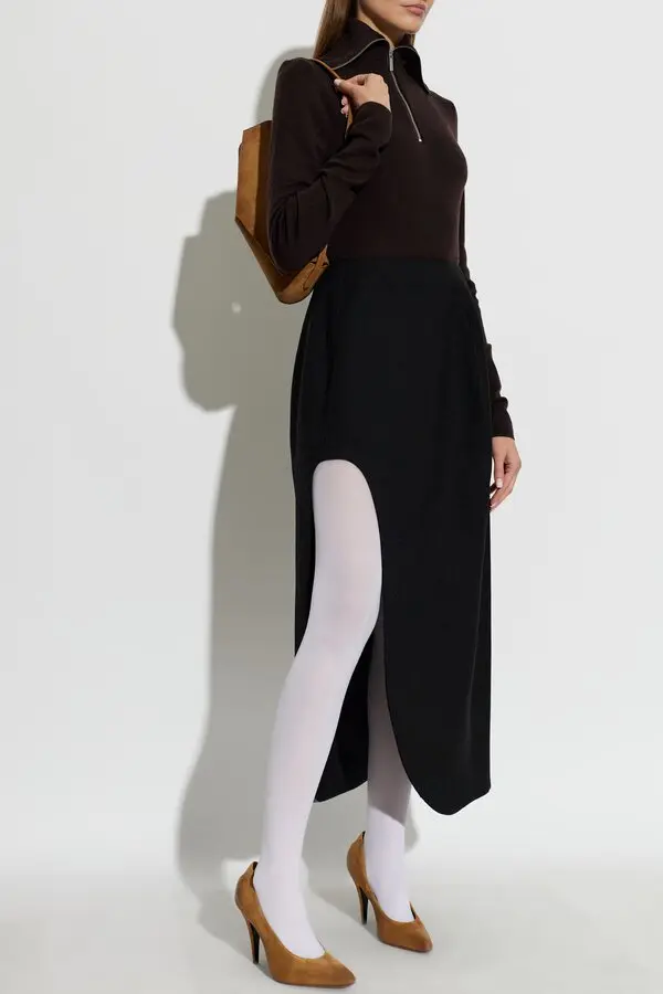 JIL SANDER Wool Midi Skirt With Side Slit