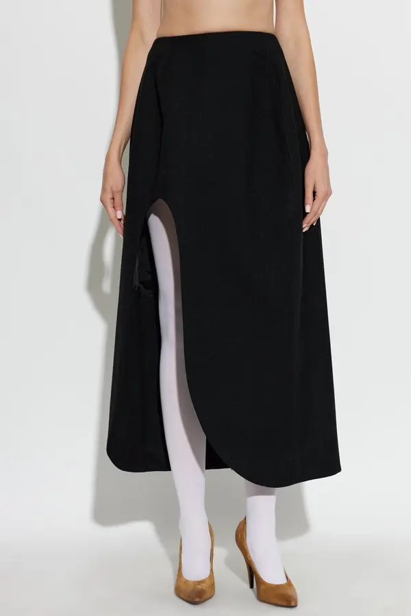 JIL SANDER Wool Midi Skirt With Side Slit