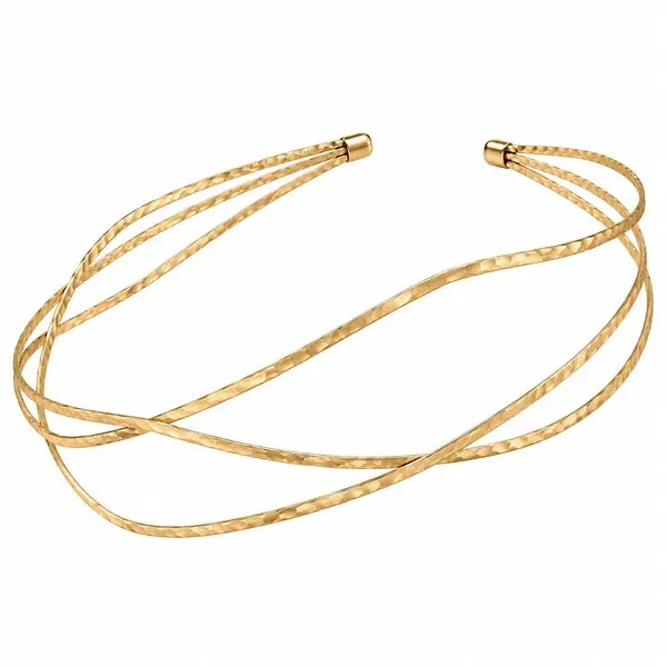 RARE MATTERS JEWELRY Sculptural Triple Hammered Wire Headband - Gold