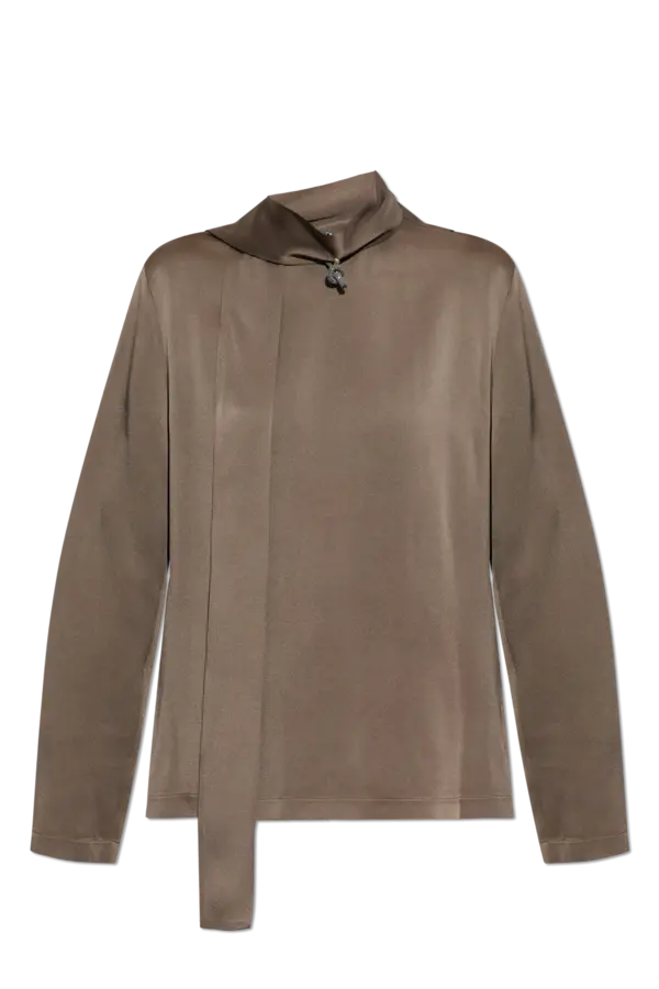 Fabiana Filippi Satin Top With Decorative Pin - Brown