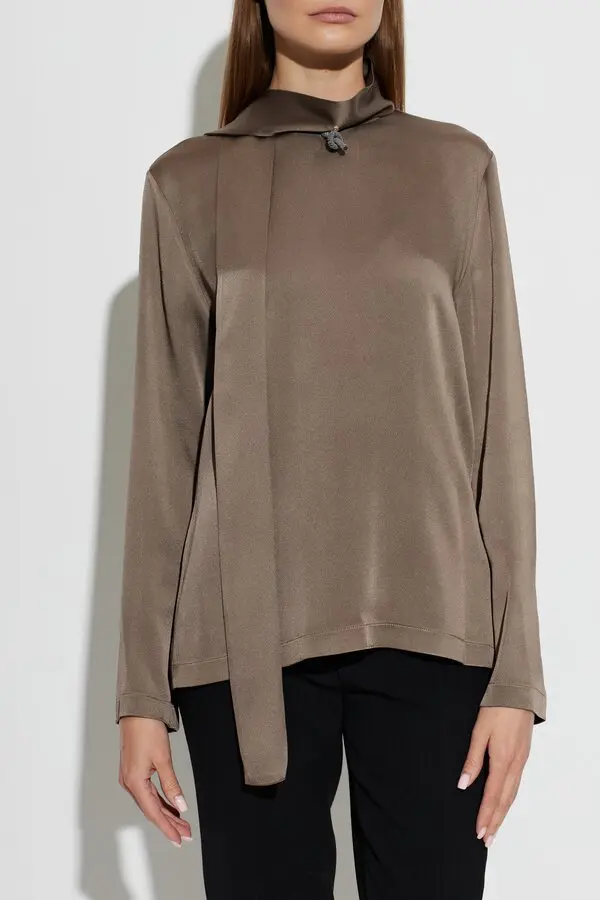 Fabiana Filippi Satin Top With Decorative Pin