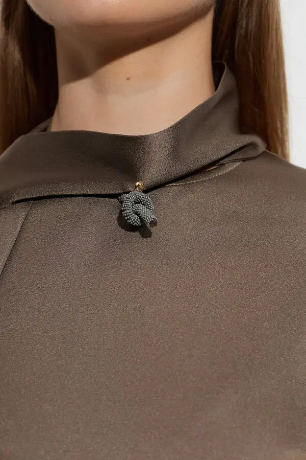 Fabiana Filippi Satin Top With Decorative Pin
