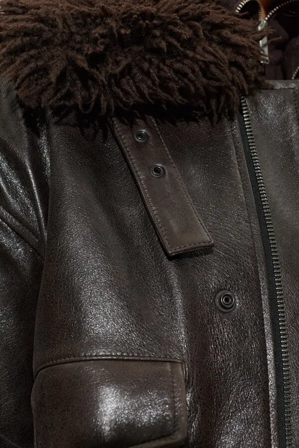 LEMAIRE Leather Jacket With Detachable Collar