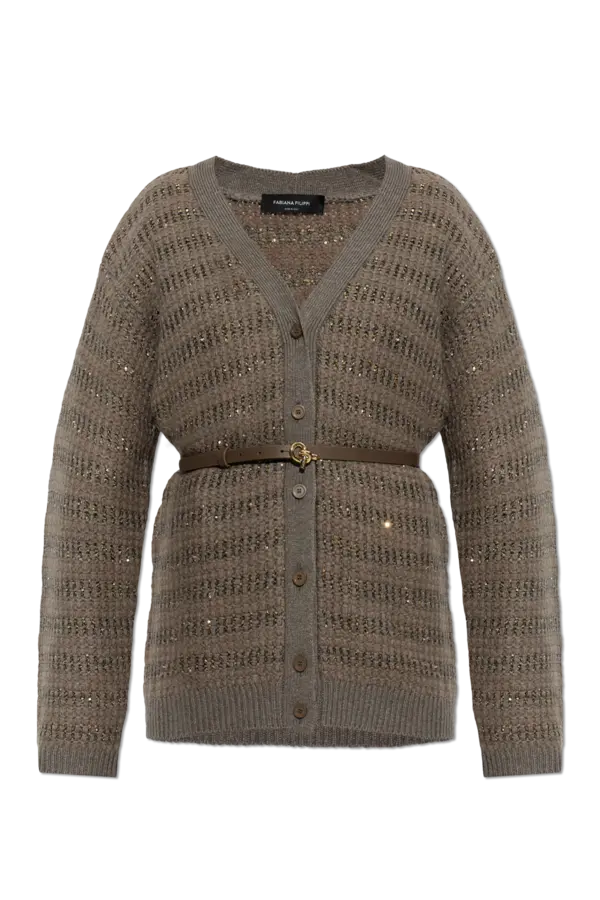 Fabiana Filippi Belted Cardigan - Brown