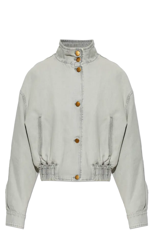 JIL SANDER Insulated Light Gray Denim Jacket With High Stand Collar - Grey