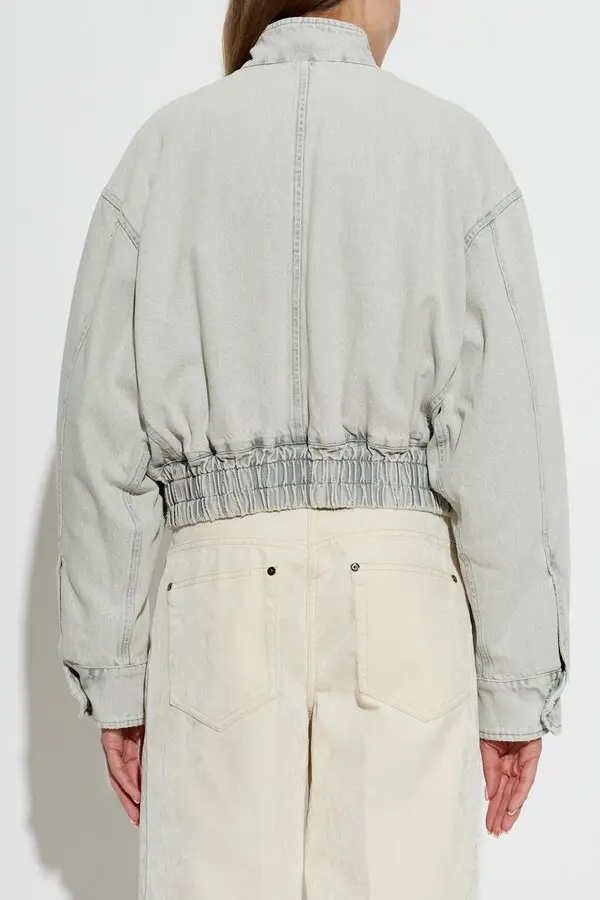 JIL SANDER Insulated Light Gray Denim Jacket With High Stand Collar - Grey