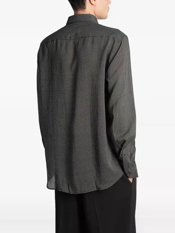 Emporio Armani Micro-patterned Long-sleeve Shirt