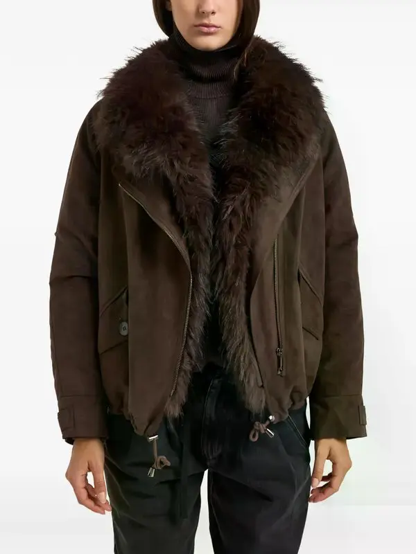VALENTINI Faux-fur Trim Zip-up Jacket