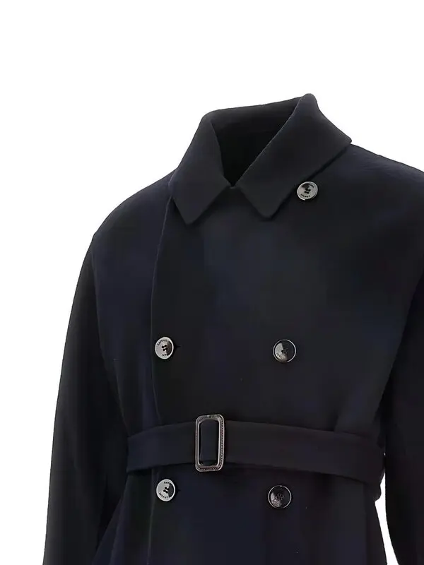 Emporio Armani Double-breasted Belted Coat - Blue