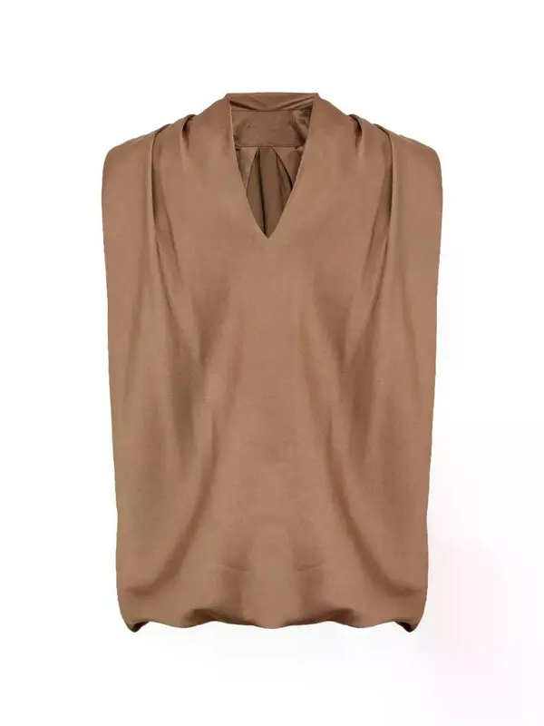 Simkhai Scarlett Satin Cape Top - Brown