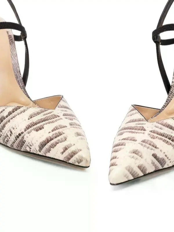 Fendi Very Colibrì Tegu-print Leather Slingback Pumps - Neutrals