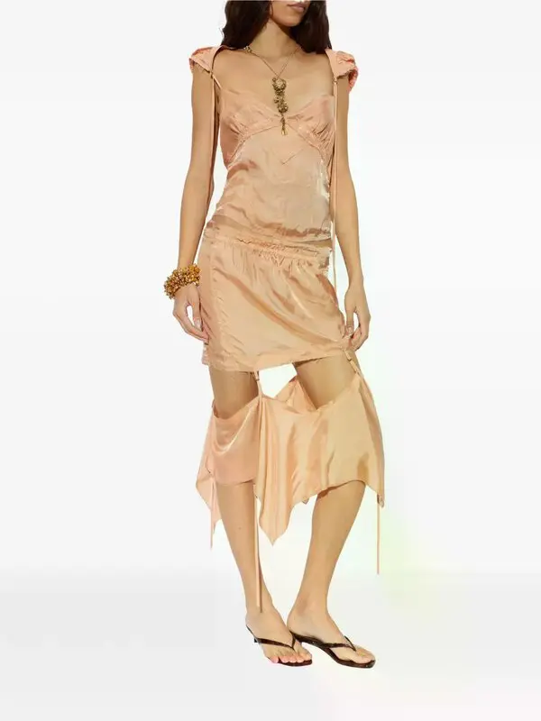 KNWLS Beth Layered-panel Asymmetric Skirt - Orange