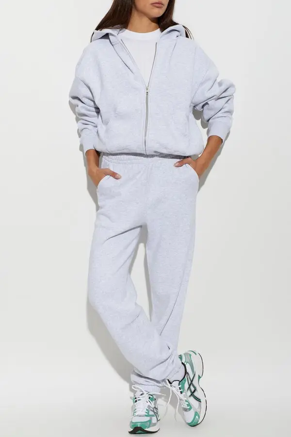 Sporty & Rich The Essentials Light Gray Zip-up Hoodie By