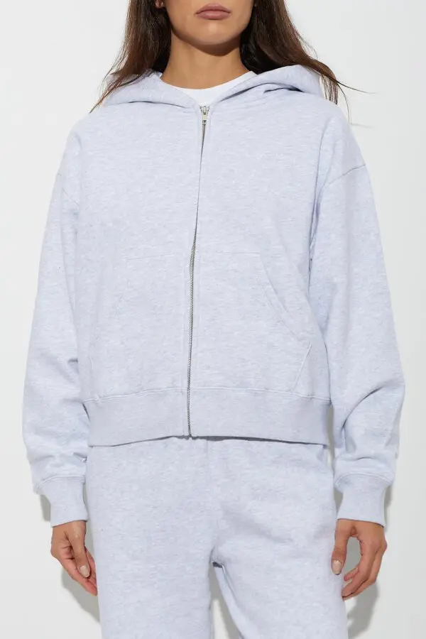 Sporty & Rich The Essentials Light Gray Zip-up Hoodie By
