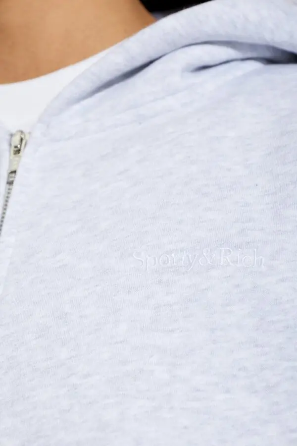 Sporty & Rich The Essentials Light Gray Zip-up Hoodie By