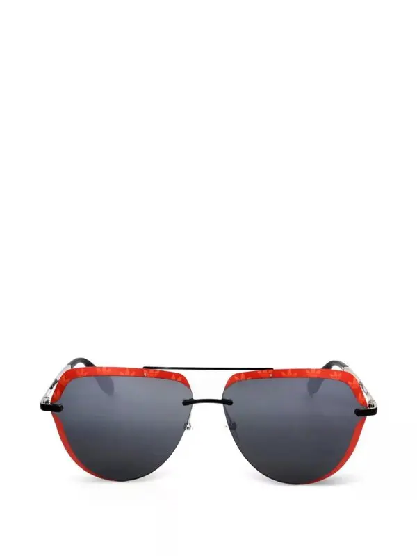 Adidas Logo-print Pilot-frame Sunglasses - Black