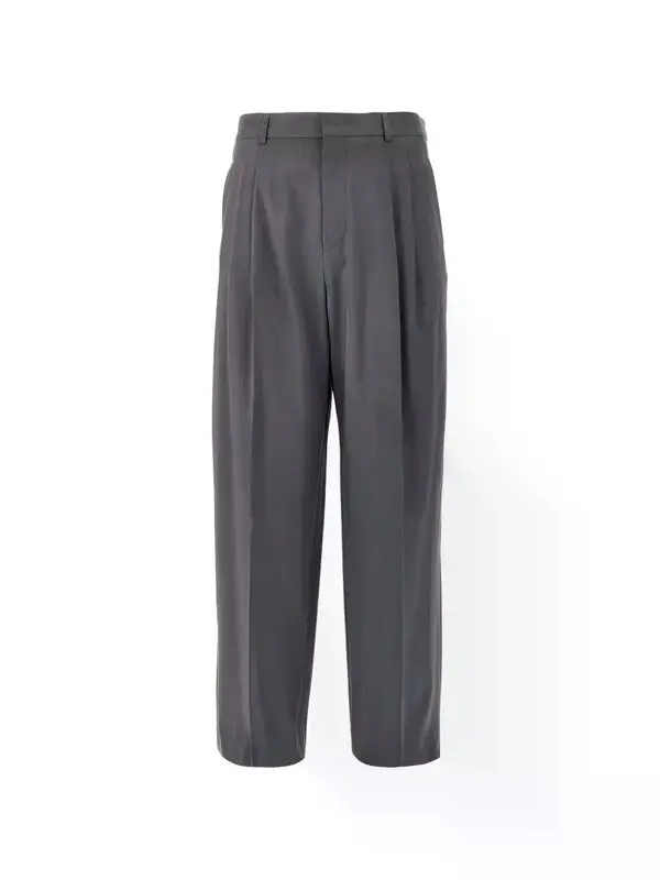 Emporio Armani Pleated Virgin-wool Trousers - Grey