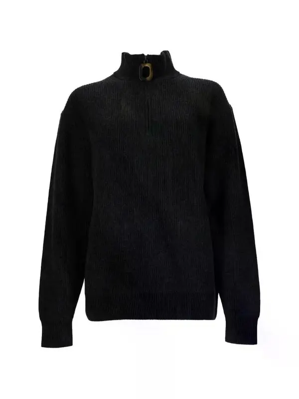 JW Anderson Ribbed-knit Quarter-zip Sweater - Black
