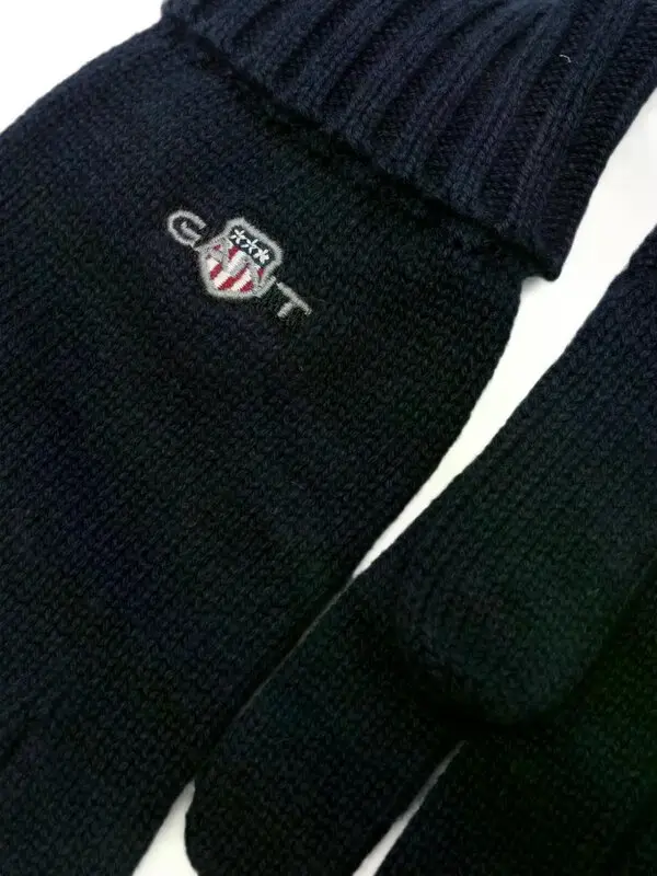 Gant Logo-embroidered Ribbed-cuff Gloves