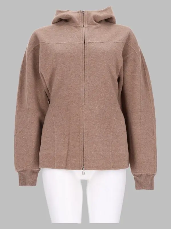 Max Mara Wool Cashmere Blend Zip Front Hooded Sweater