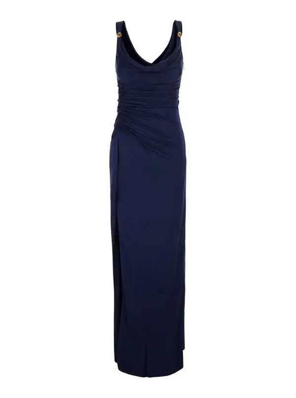 Versace Long-sleeve V-neck Viscose Long Dress For