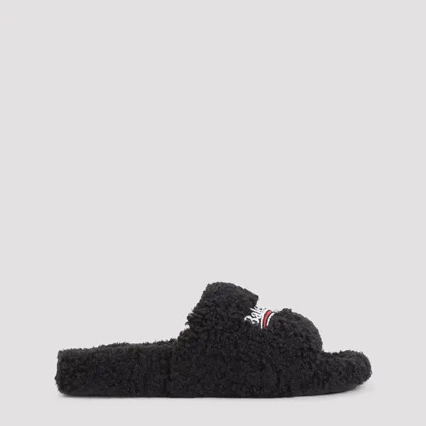 Balenciaga Faux Fur Slide Sandals