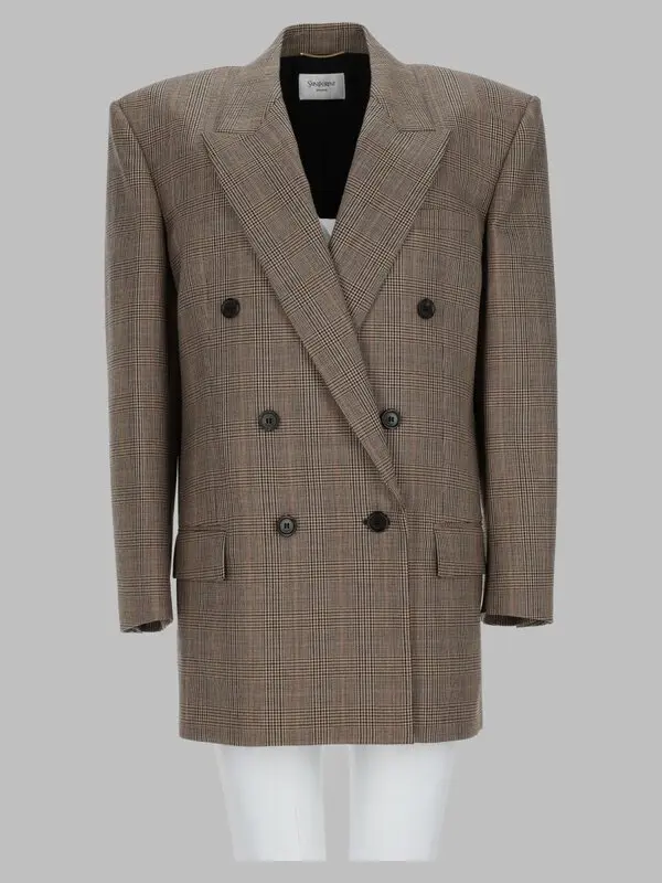 Saint Laurent Wool Check Pattern Jacket