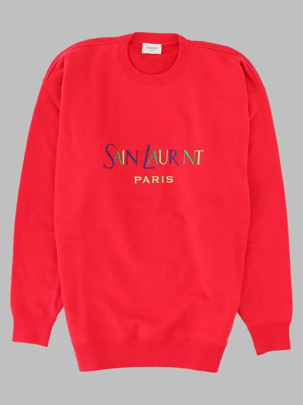 Saint Laurent Logo Fleece Sweatshirt In 100% Cotton - Fuchsia