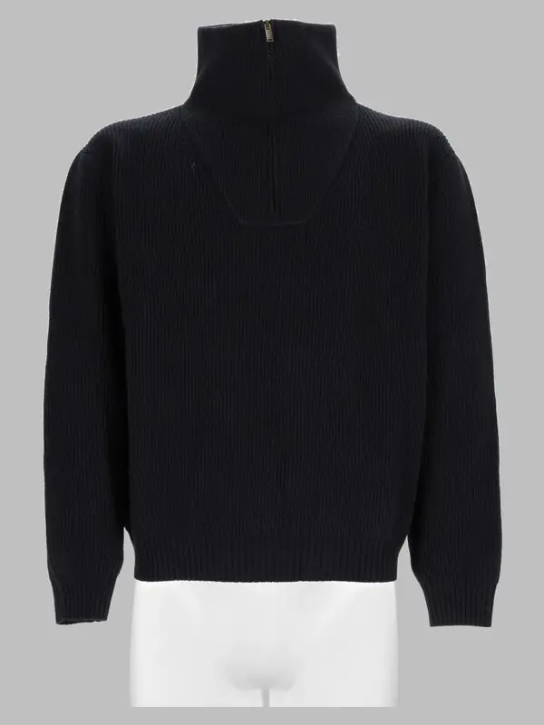 Saint Laurent Ribbed Wool Half-zip Pullover Sweater