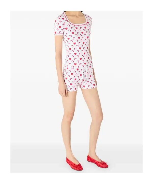 MARINE SERRE Moon Heart Printed Mini Shorts