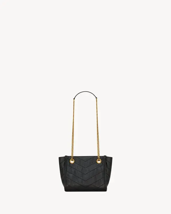Saint Laurent Niki Mini Shopping In Vintage Leather - Black