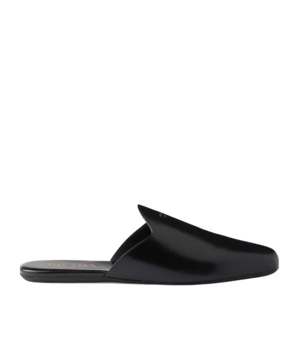 Prada Embossed-logo Leather Mules