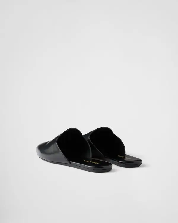 Prada Embossed-logo Leather Mules