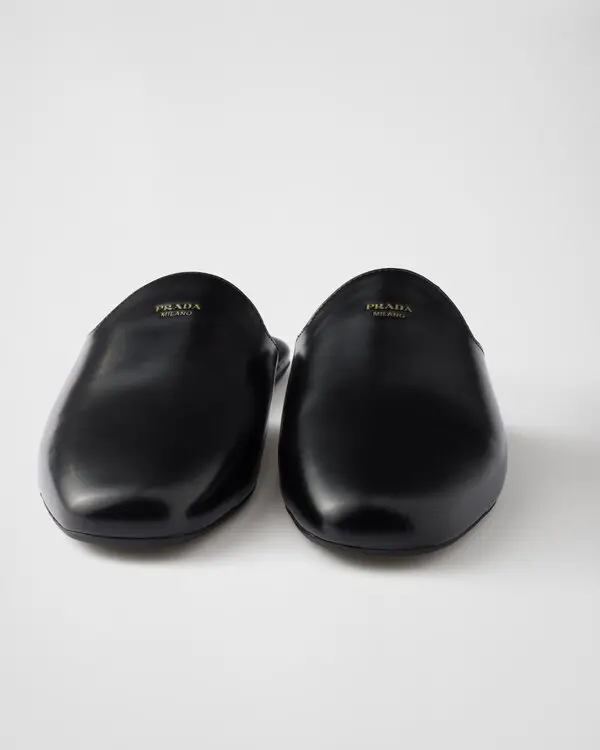 Prada Embossed-logo Leather Mules