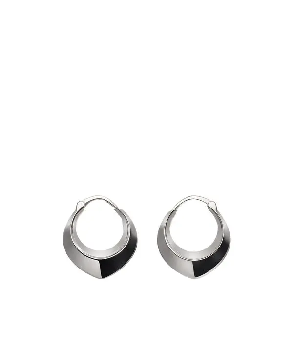LEMAIRE Drop Edge Hoop Earrings In Rhodium-plated