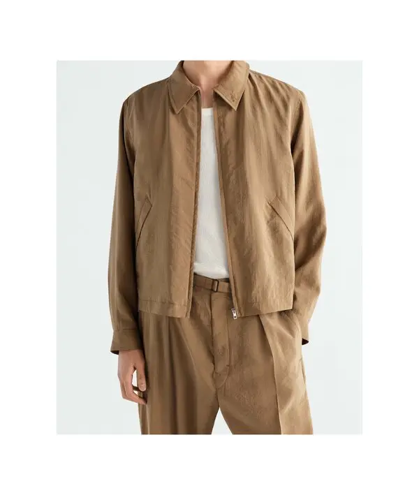LEMAIRE Crinkled-texture Zipped Jacket - Toffee