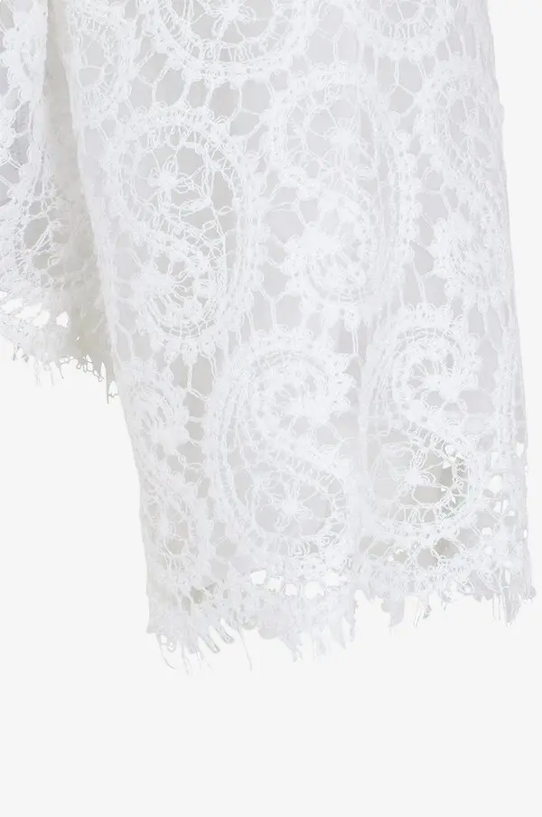 Giambattista Valli Paisley Macramé Cropped Blouse